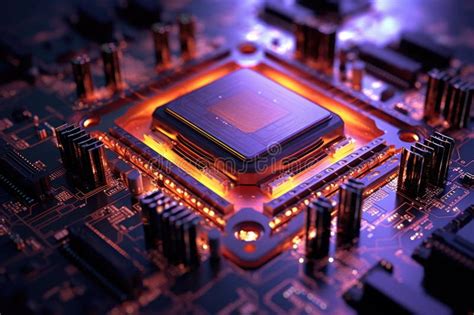 Close Up Of A Cpu With Visible Circuits Stock Illustration Close Up Of A Cpu With Visible Circuits Stock Illustration