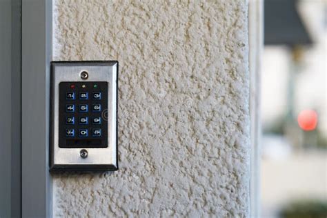 close up push button lock of entrance doors stock image image of