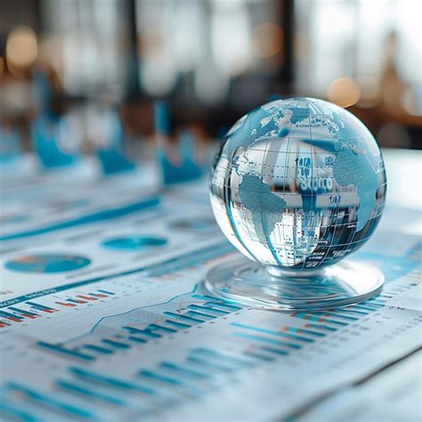 Globe Positioned On Charts For Global Data Analysis Premium Ai