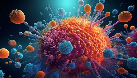 Multicolored Cell Cluster With A Pink Center Biology Stock Image Image Of Vaccine Colorful