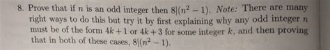 solved 8 prove that if n is an odd integer then 8 n2 1