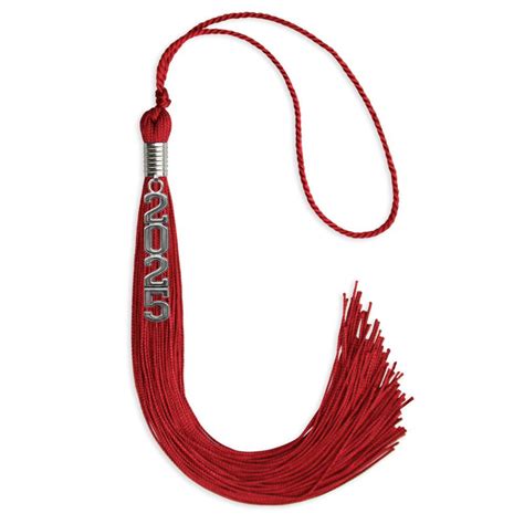 Endea Graduation Red Graduation Tassel With Silver Stacked Date Drop