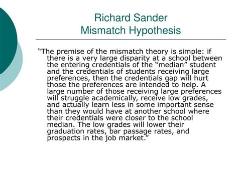 Ppt Richard Sander Mismatch Hypothesis Powerpoint Presentation Free