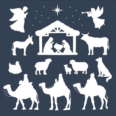 Nativity Silhouette Printable Christmas Nativity Silhouette Vector