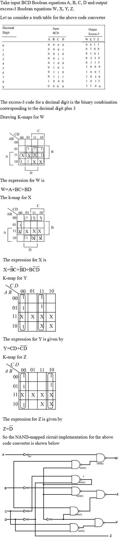 Design A Excess 3 To Bcd Code Converter Using Minimum Number Of Nand
