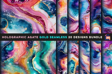 Holographic Agate Gold Seamless Graphic By Jijopero · Creative Fabrica