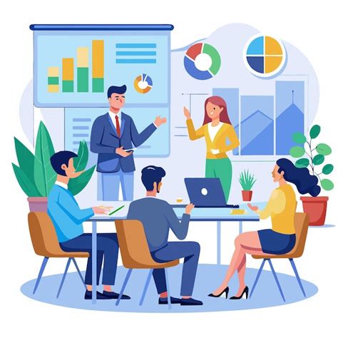 Business Team Discussing Data Charts And Graphs For Success Premium