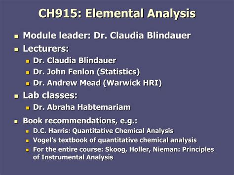 Ppt Ch915 Elemental Analysis Powerpoint Presentation Free Download