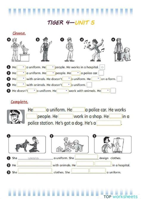 Jobs Tiger 4 Third Person Singular Interactive Worksheet