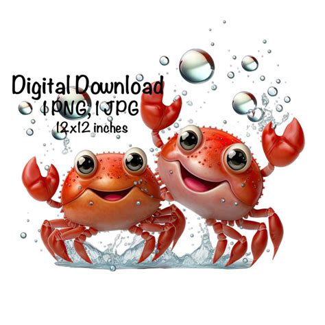 Cute Crabs Png Clipart Ocean Animals Sea Crabs Png Adorable Happy Crab