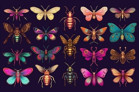 Premium Ai Image Exotic Insects Siihoute Different Colors
