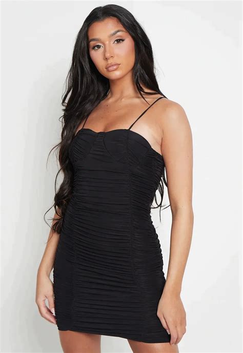 White Spaghetti Strap Ruched Padded Cup Dress Strawberry Moon
