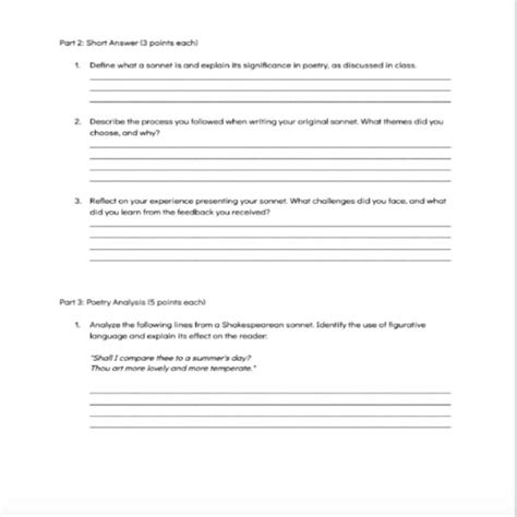 Summative Test On Shakespeare Sonnet 5 By Theliteraryclassroom Tpt