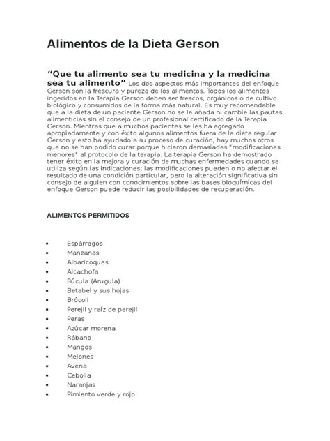 Alimentos De La Dieta Gerson Pdf Leche Alimentos