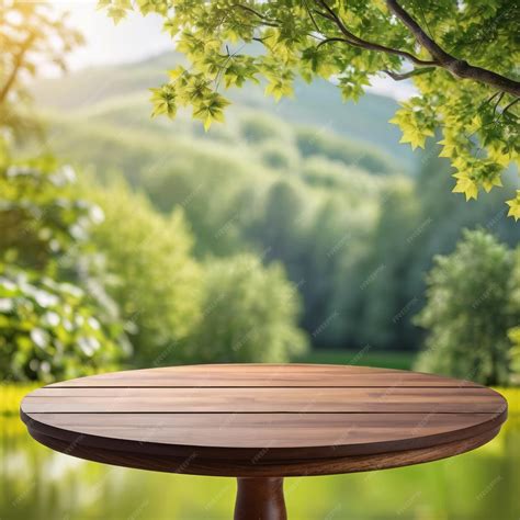 Premium Photo Wooden Table With Nature Background For Product Photography