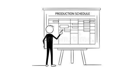 Stickman Presentation On Whiteboard Cartoon Figure Explaining Business