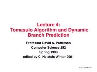 PPT Lecture Tomasulo Algorithm And Dynamic Branch Prediction PowerPoint Presentation ID