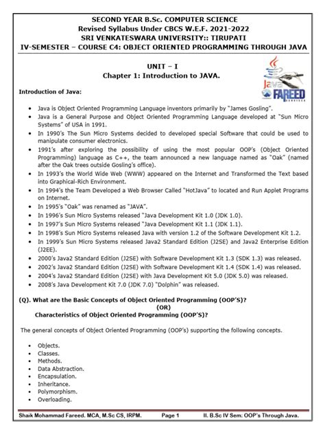 Object Oriented Programming In Java Pdf Java Programming Language