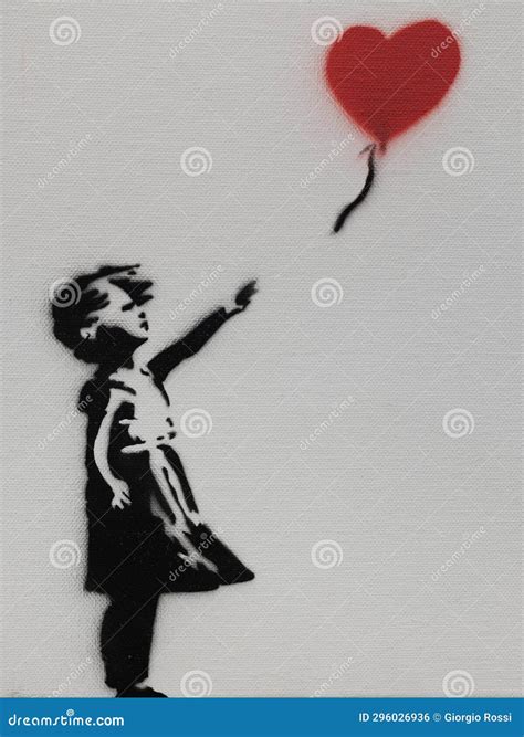 Banksy Girl Heart Balloon Printable Stencil Art Cartoon Vector