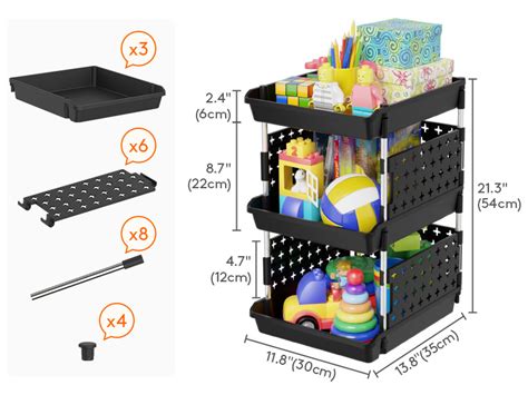 Lifewit Plastic Stackable Storage Baskets 3 Tier Stacking