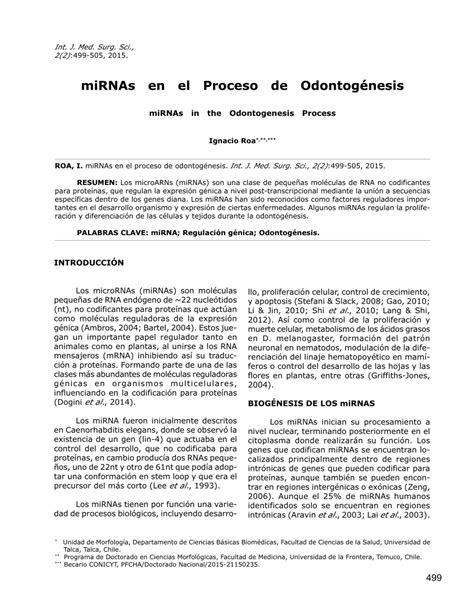 Pdf Mirnas In The Odontogenesis Process