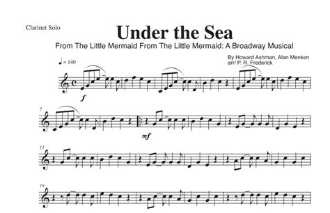 Under The Sea Arr P R Frederick By Howard Ashman Sheet Music For
