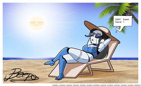 Rule 34 Android Beach Beepo Chunkymoon Big Breasts Big Legs Robot Robot Girl Sun Hat 9336504