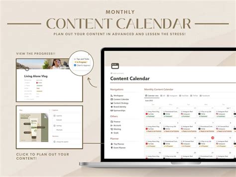 Content Creator Notion Template Social Media Planner Instagram Youtube Tiktok Facebook Planner