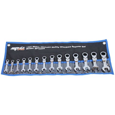 Sp Tools Sp10334 14 Piece Metric Stubby Flexhead Geardrive Spanner Set