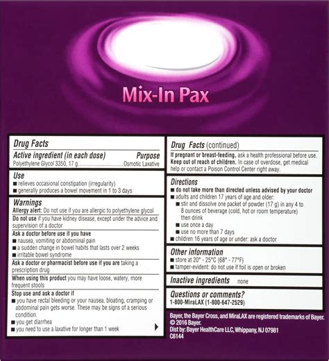 Miralax Laxative Powder Packets Packets Per Box 05 Ounce Lifeirl