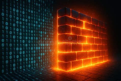 3d Visualization Of Digital Firewall Blocking Data Ai Generated Stock