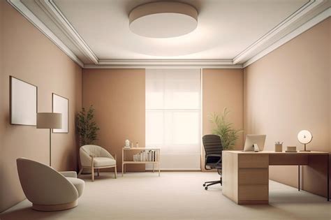 Premium Ai Image Minimal Interior Modern Office Space Room With Beige