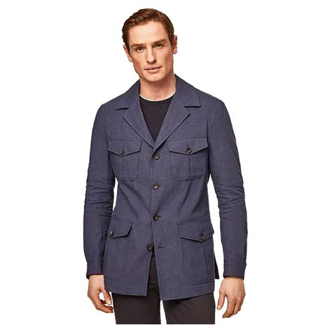 Hackett Safari Brown Check Blazer Blue Dressinn