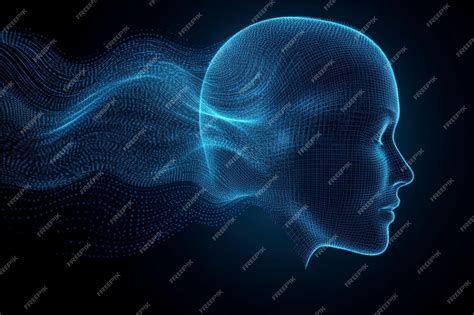 Bioelectricity Cerebral Transmission And Neural Impulse A Human Head Emitting Blue Energy Waves