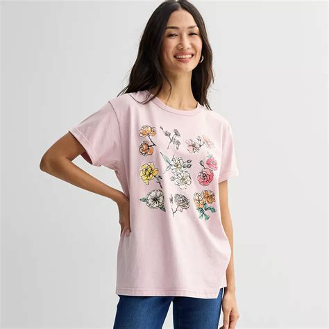 Womens Abstract Flowers Graphic Tee