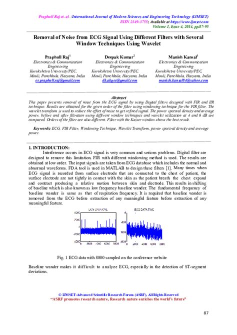 Pdf Removal Of Artifacts From Ecg Signal Using Rls Based Adaptive
