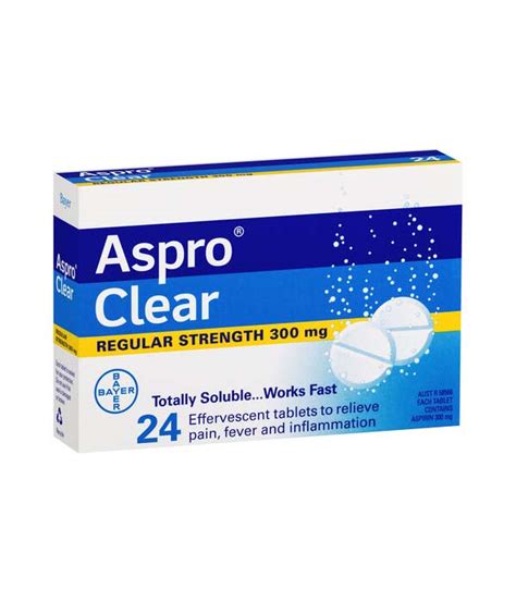 Aspro Clear Pain Relief Aspirin 24 Soluble Effervescent Tablets Zoom