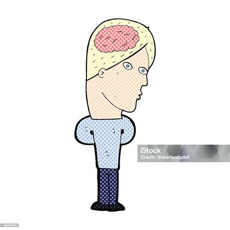Bande Dessinée Dessin Animé Homme Avec Gros Cerveau Vecteurs Libres De