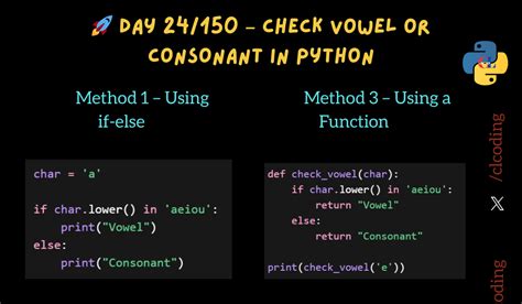 🚀 Day 24150 Check Vowel Or Consonant In Python ~ Computer Languages