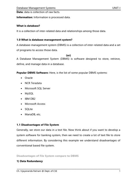 dbms unit i pdf databases relational model