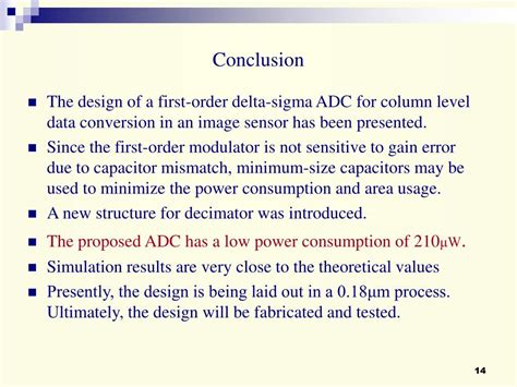 Ppt Optimization Of Delta Sigma Adc For Column Level Data Conversion In Cmos Image Sensors