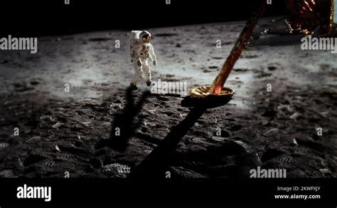 Apollo Astronaut On Moon Walking Leaping By Lunar Module Craft 4k