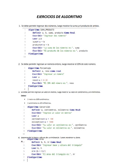 Semana Algortimo Principios De Algoritmos EJERCICIOS DE ALGORITMO Studocu