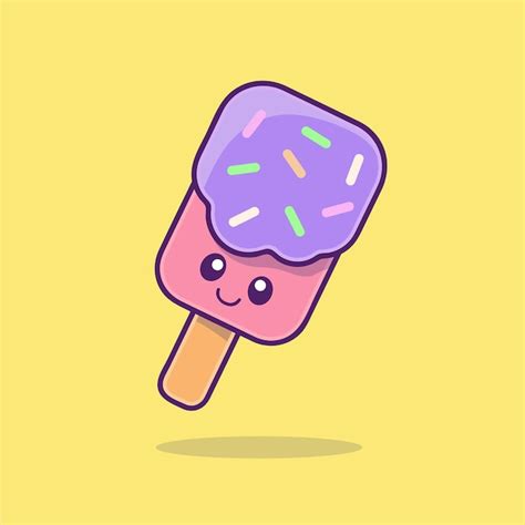 Ice Cream Gelato Flavor Sorbet Popsicle Clipart Cute Cartoon Chibi Style Vector Illustration
