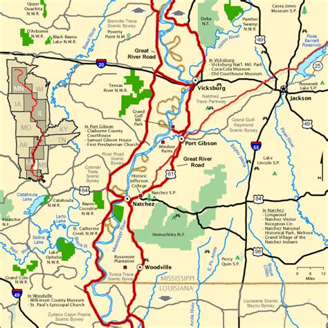 Byway Standard Map Great River Road In Mississippi South Travel