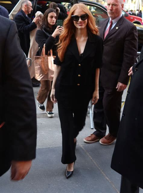 Jessica Chastain Arrives At Tonight Show Starring Jimmy Fallon In New York 12152023 Hawtcelebs