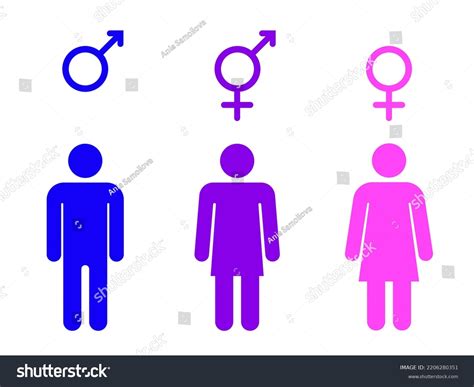 Set Gender Symbols Stylized Silhouettes Male Stock Vector Royalty Free