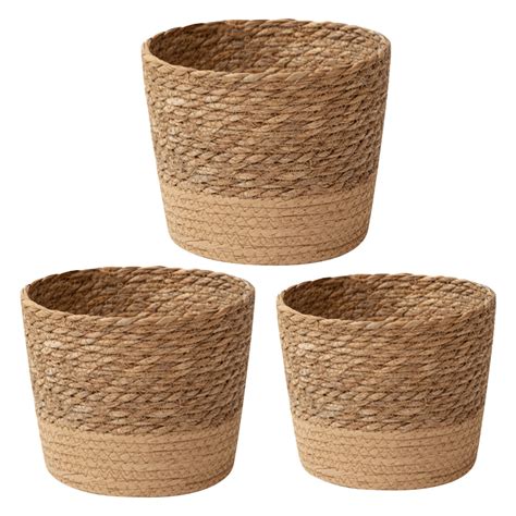 Xyaiyt 3pcs Straw Plant Basket Indoor Woven Plant Pots For Planter