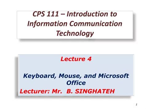 Ppt Cps 111 Introduction To Information Communication Technology