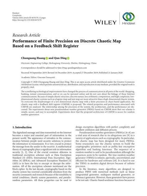 pdf performance of finite precision on discrete chaotic map based on